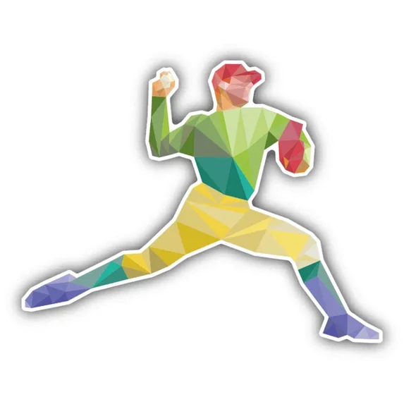 DOPASTICKER Baseball Player Pitcher Triangulated Sticker Decal Phone ...