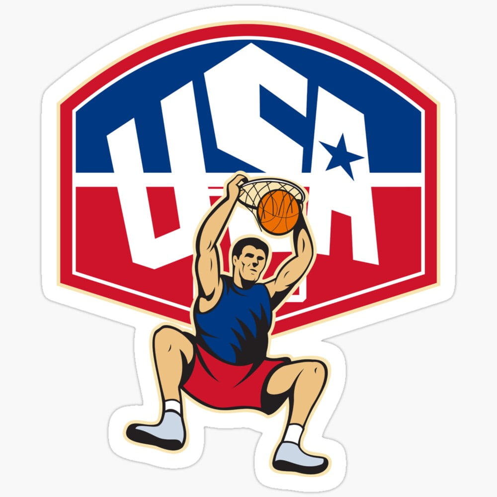 DOPASTICKER Basketball Player Dunking Ball Usa Sticker Phone Decal ...