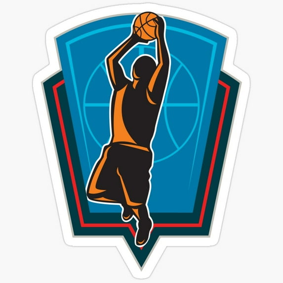 DOPASTICKER Basketball Player Rebounding Ball Shield Retro Sticker ...