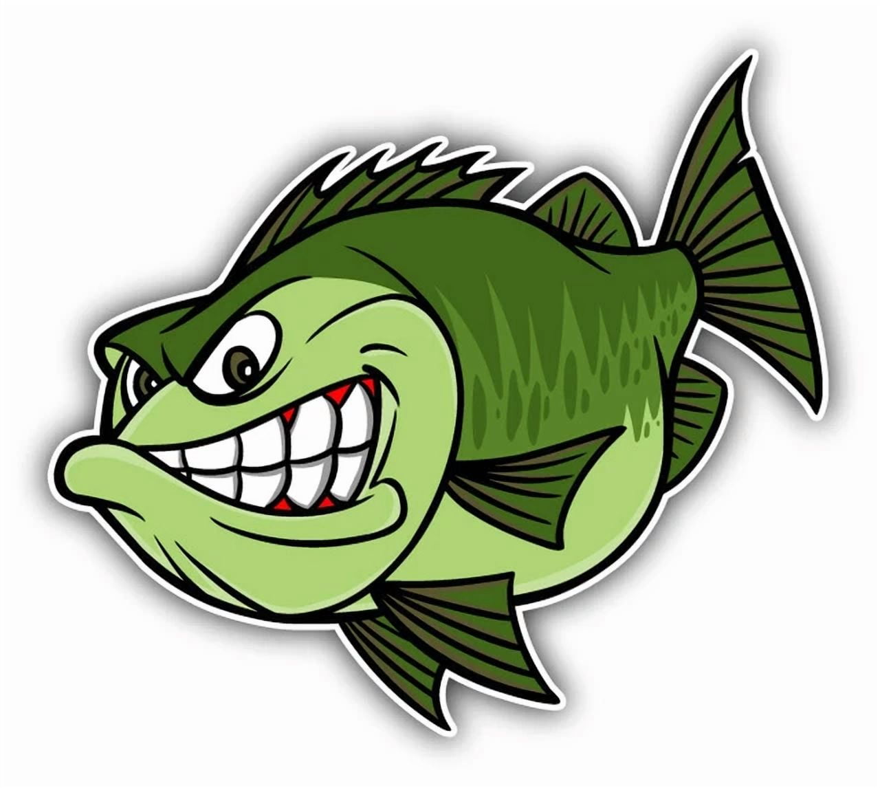DOPASTICKER Bass Fishing Mascot Sticker Decal Phone Decal Water Bottle ...