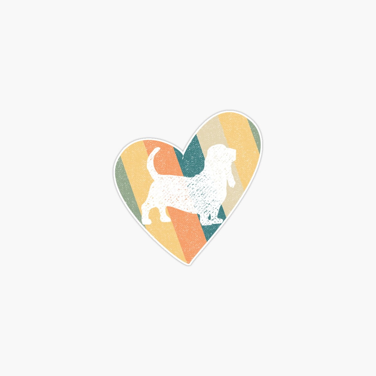 DOPASTICKER Basset Hound Dog Inside Of Big Heart Cute And Graphic Retro ...