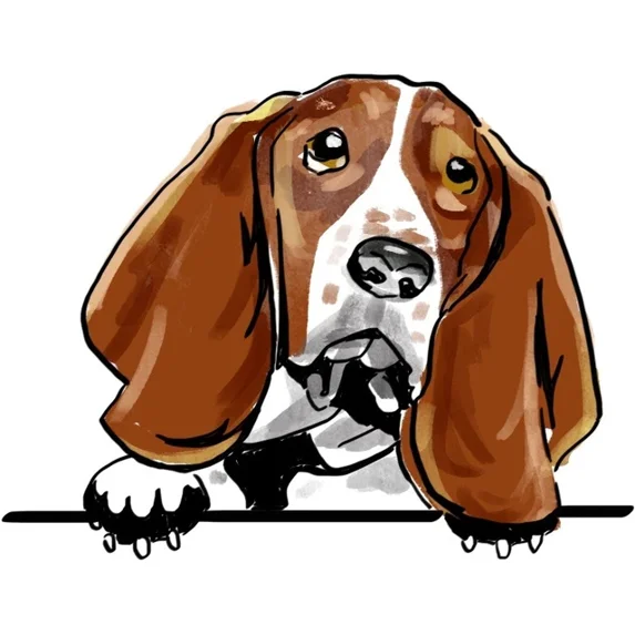 DOPASTICKER Basset Hound Dog Sticker Adopt Cute Dog Puppy Peeking Phone ...
