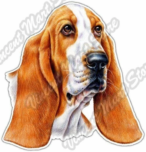 DOPASTICKER Basset Hound Face Dog Head Pet Breed Animal Car Sticker ...