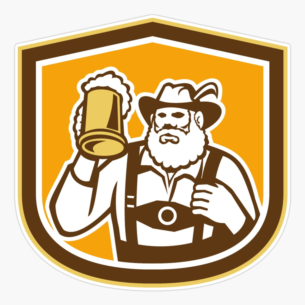 DOPASTICKER Bavarian Beer Drinker Mug Shield Retro Sticker, Phone ...