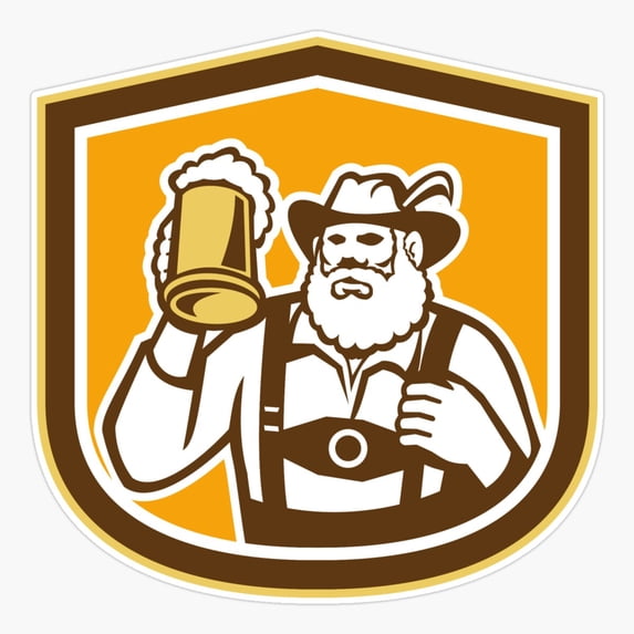 DOPASTICKER Bavarian Beer Drinker Mug Shield Retro Sticker, Phone ...
