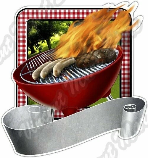 DOPASTICKER Bbq Grill Flaming Food Meat Steak Car Window Sticker Decal ...