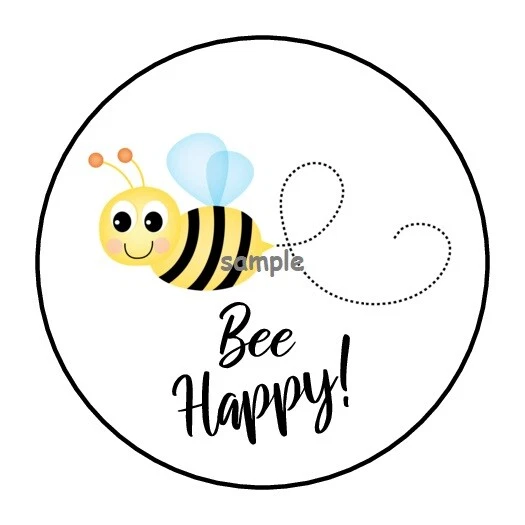 DOPASTICKER Be Bee Happy Stickers Bumble Bee Favors Phone Decal Water ...