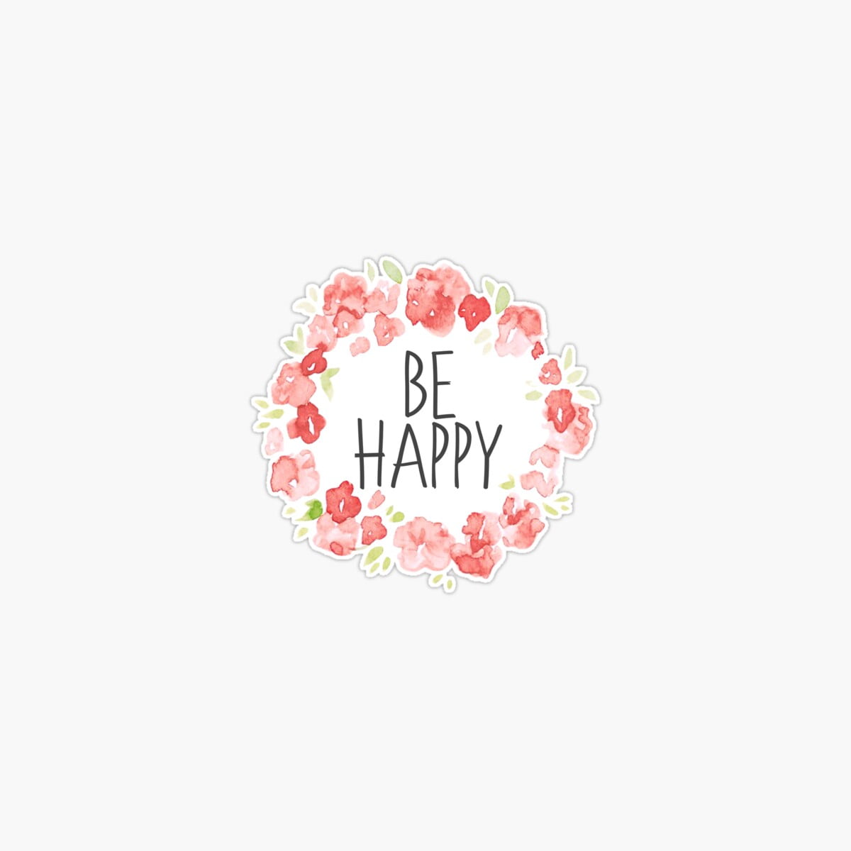 DOPASTICKER Be Happy Rose Petal Watercolor Frame Sticker, Phone Sticker ...