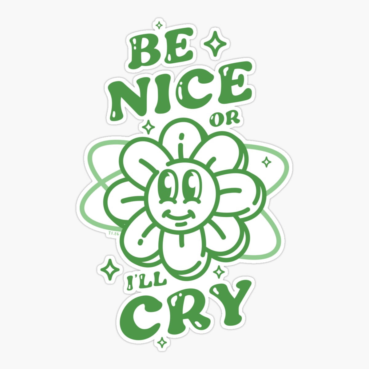 DOPASTICKER Be Nice Or I'Ll Cry (Green) Sticker, Phone Sticker Car ...