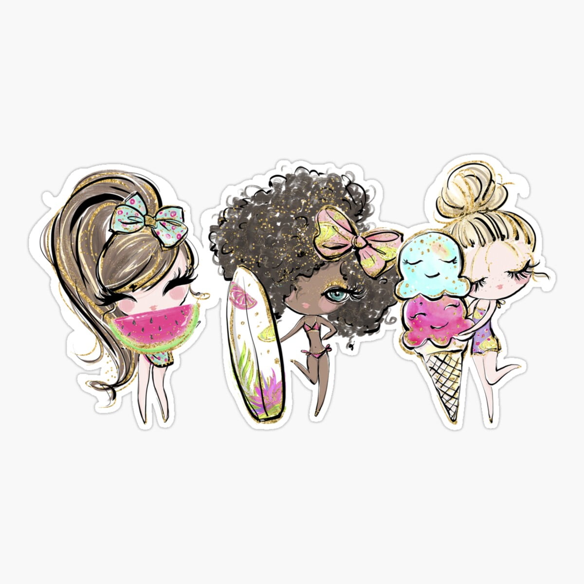 DOPASTICKER Beach Girls Sticker, Phone Sticker Car Stickers, Birthday ...