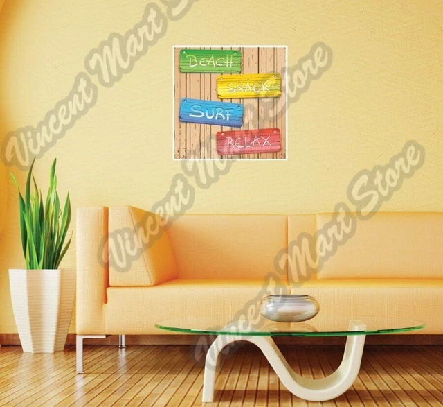 DOPASTICKER Beach Surf Relax Wooden Panel Vacation Wall Sticker Room ...