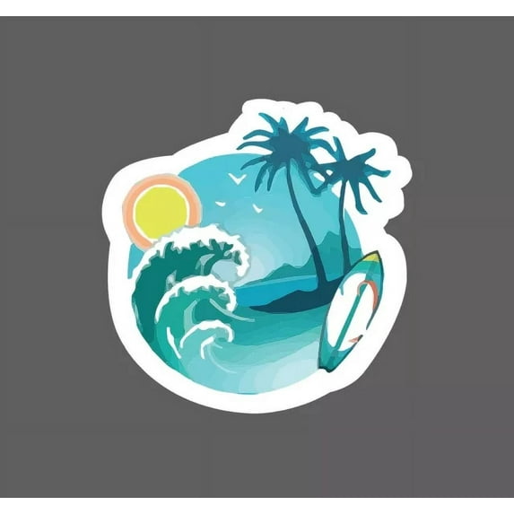 DOPASTICKER Beach Wave Tropical Decorative Laptop, Phone Stickers ...