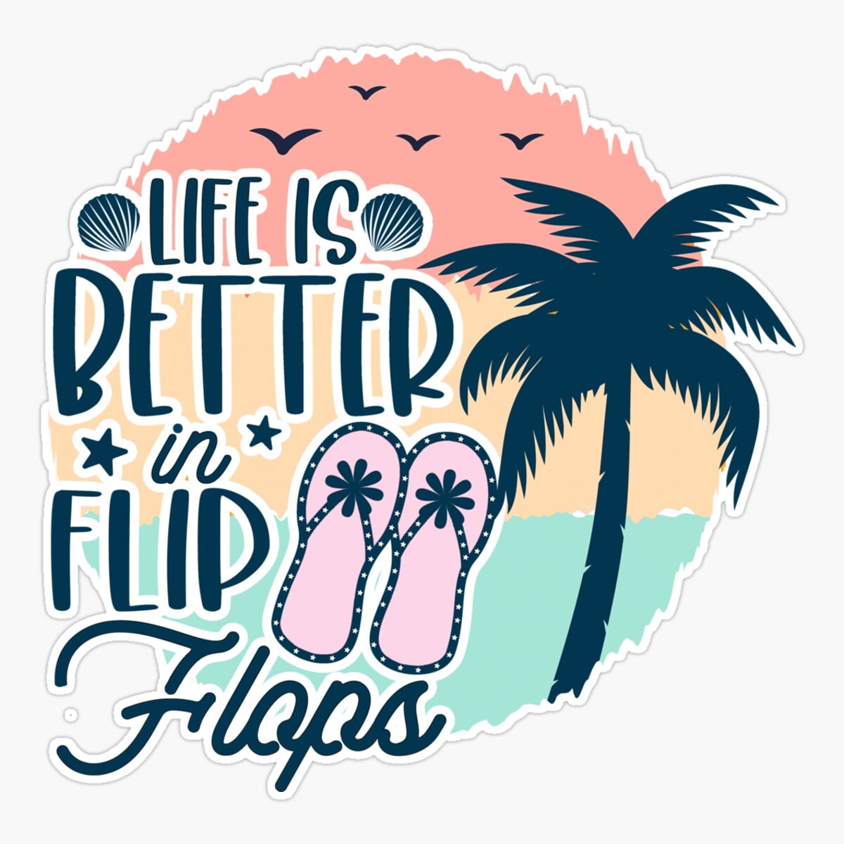 DOPASTICKER Beachlife, Flip Flop Sticker, Phone Sticker Car Stickers ...