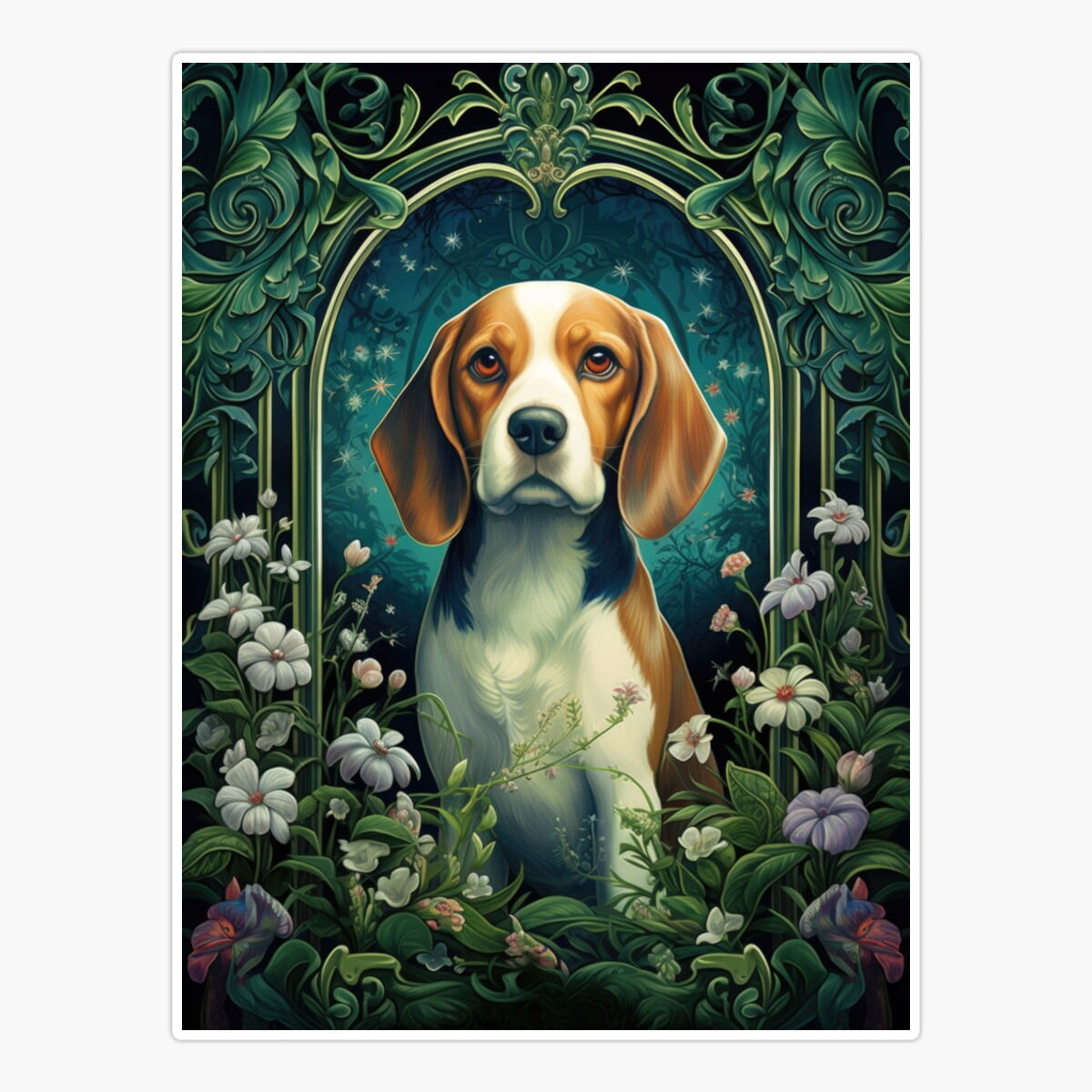 DOPASTICKER Beagle Dog In Vintage Retro Art Design Sticker, Phone ...