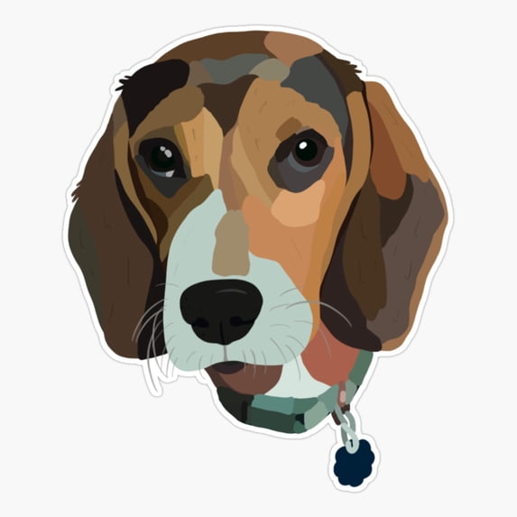 DOPASTICKER Beagle Puppy Portrait - Cute Dog Sticker, Phone Sticker Car ...