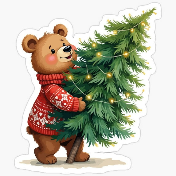DOPASTICKER Bear And Noel Tree: Winter Magic Sticker, Decorate Laptops ...