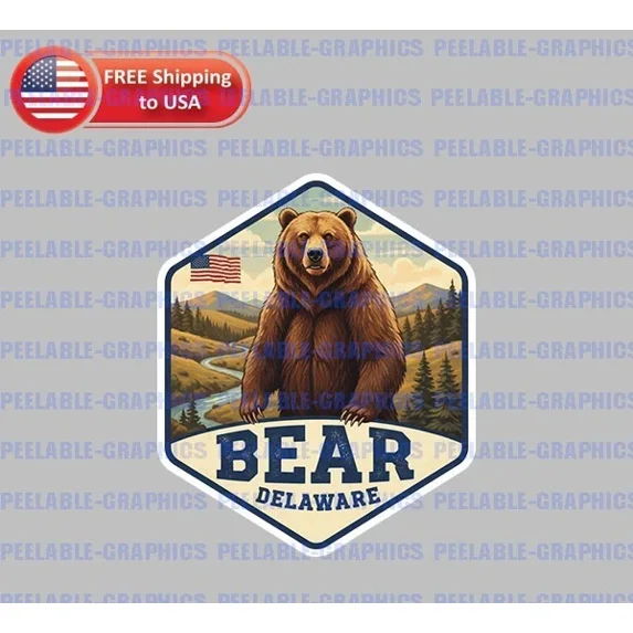 DOPASTICKER Bear Delaware Souvenir Sticker Travel Luggage Sticker Phone ...