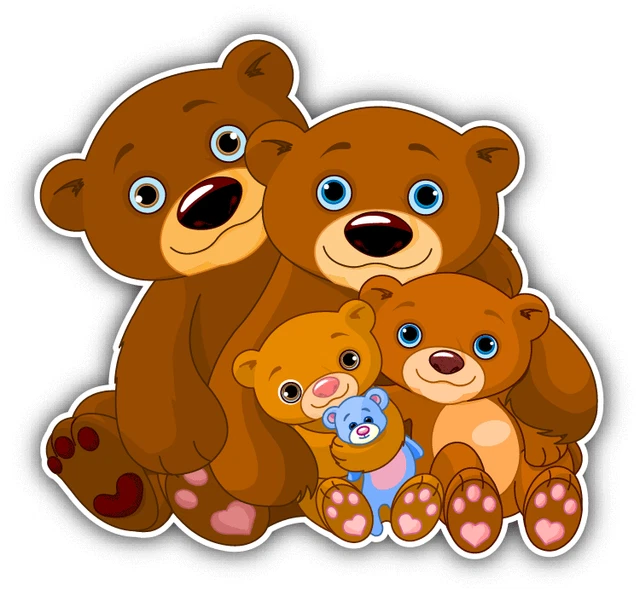 DOPASTICKER Bear Family Cute Cartoon Sticker Decal Phone Decal Water ...