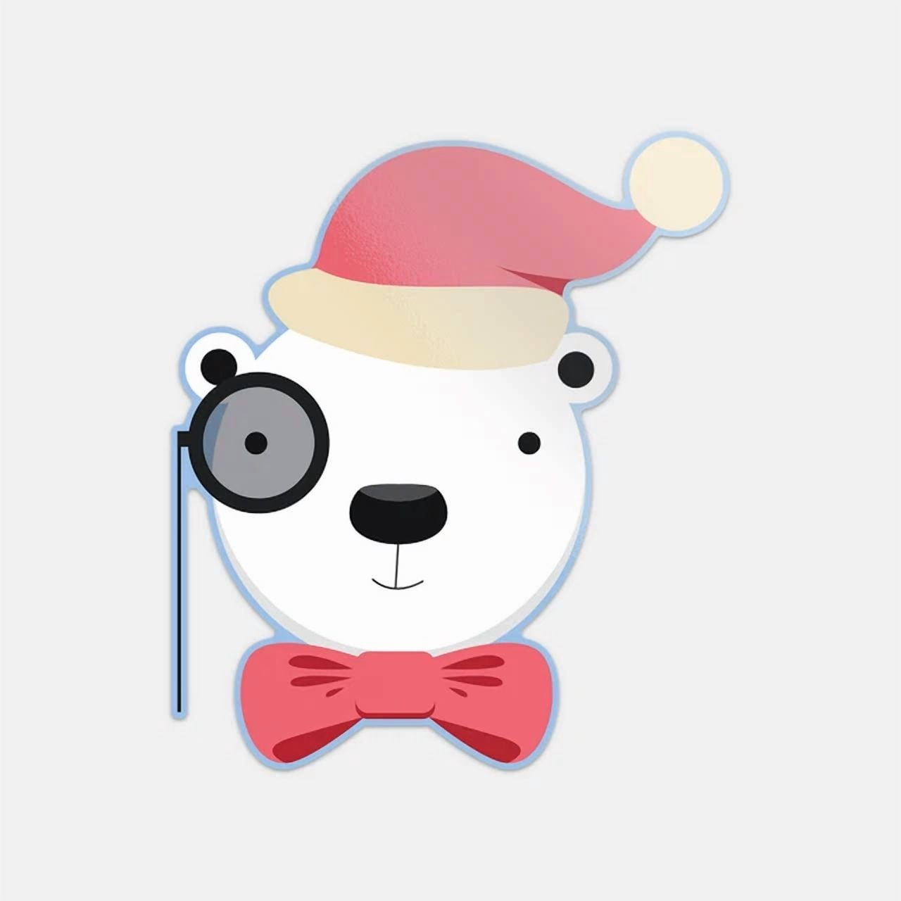 DOPASTICKER Bear Head Monocle Sticker Decal Phone Decal Water Bottle ...