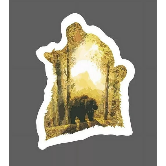 DOPASTICKER Bear Roar Forest Scene Decorative Laptop, Phone Stickers ...