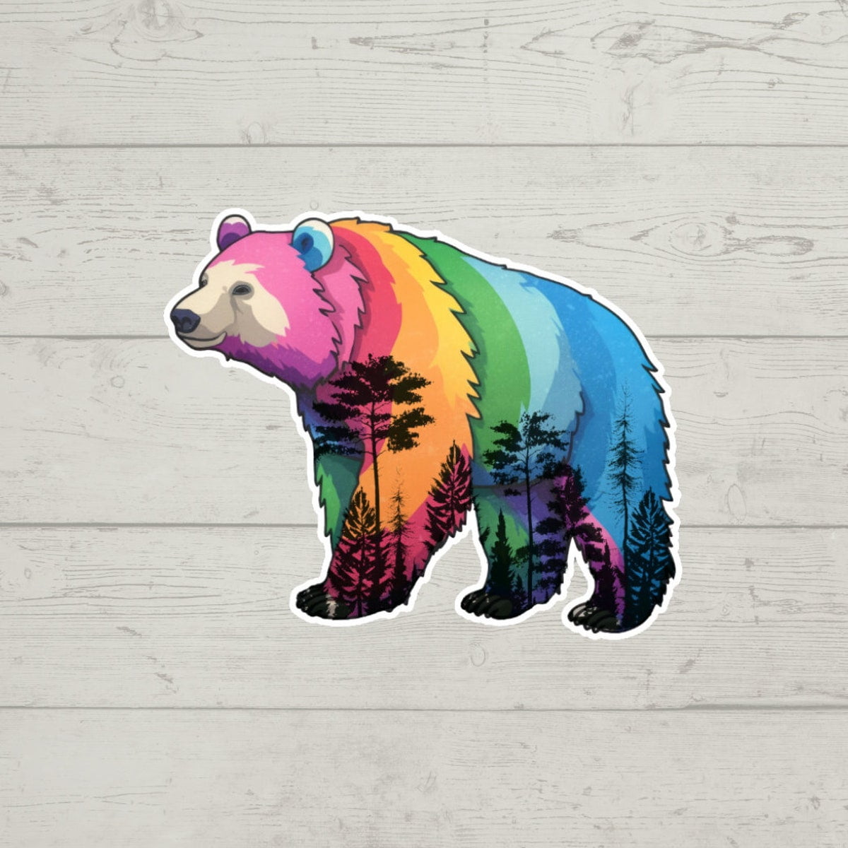 DOPASTICKER Bear Sticker Rainbow Bear Sticker Cute Gift Tumbler ...