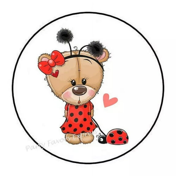 DOPASTICKER Bear With Ladybug Favors Stickers Phone Sticker, Latop ...