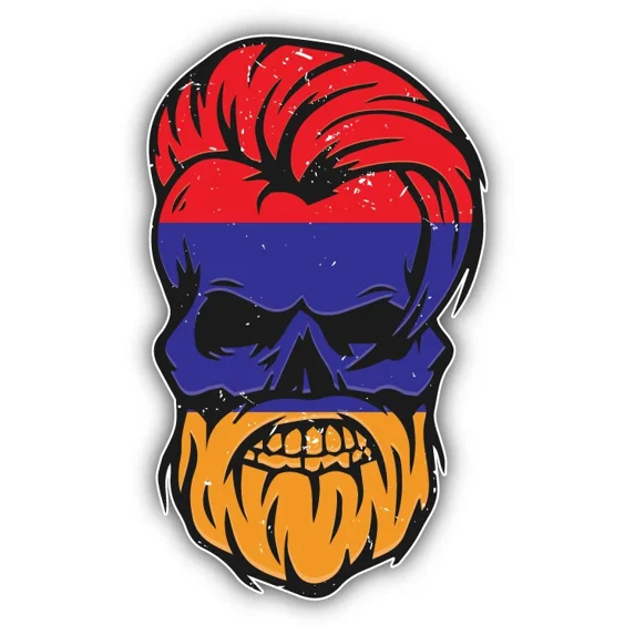 DOPASTICKER Beard Skull Armenia Flag Sticker Gift You - Decorative ...