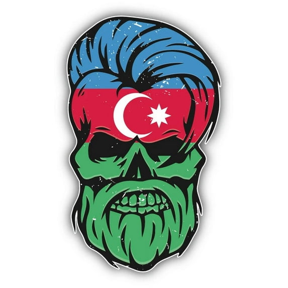 DOPASTICKER Beard Skull Azerbaijan Flag Sticker Decal Gift You ...