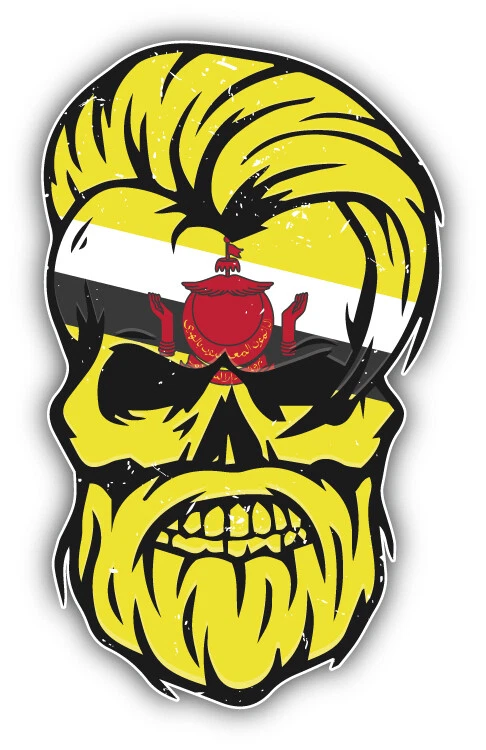 DOPASTICKER Beard Skull Brunei Flag Sticker Decal Gift You - Decorative ...