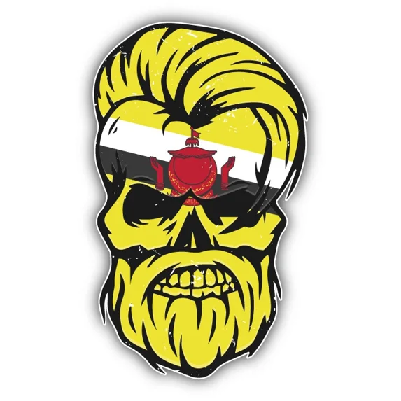 DOPASTICKER Beard Skull Brunei Flag Sticker Decal Gift You - Decorative ...