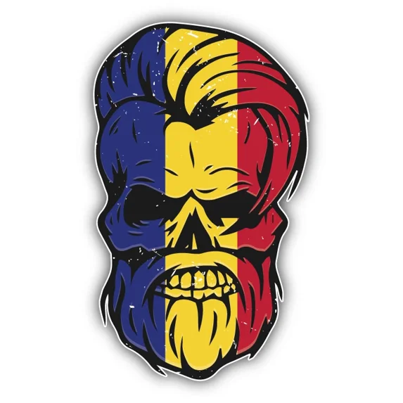DOPASTICKER Beard Skull Romania Flag Sticker Decal Gift You ...