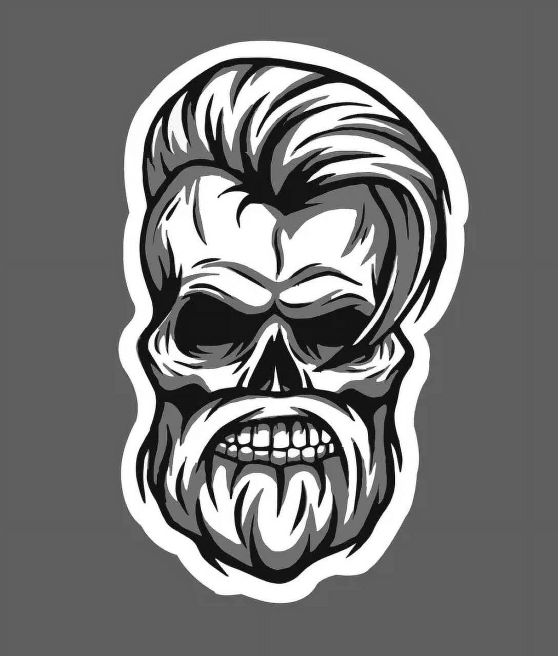 DOPASTICKER Bearded Skull Comb Over Man Decorative Laptop, Phone ...