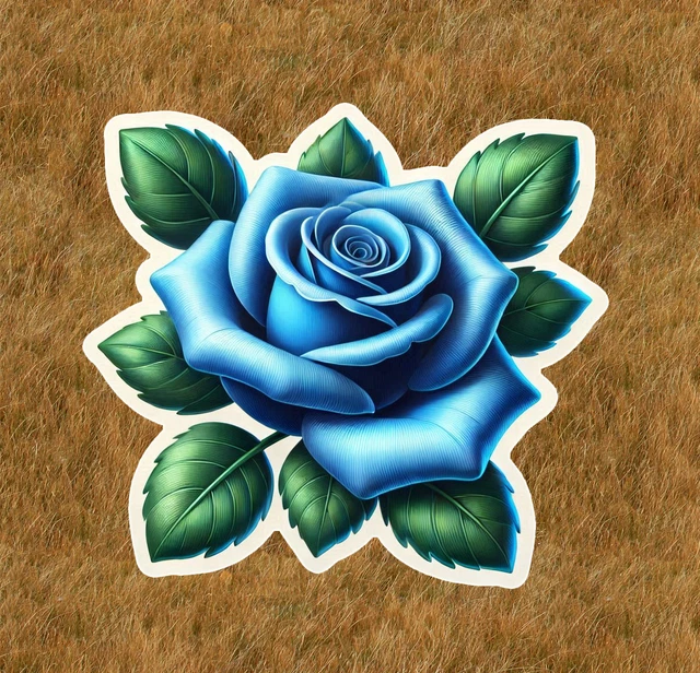 DOPASTICKER Beautiful Blue Rose Sticker Decal Phone Decal Water Bottle ...