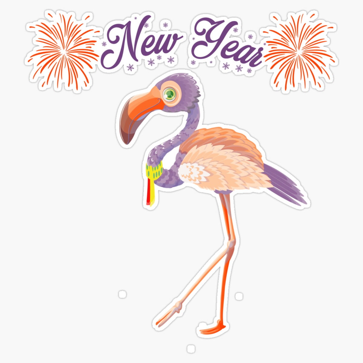 DOPASTICKER Beautiful Colorful Flamingo, New Year. Sticker, Phone ...