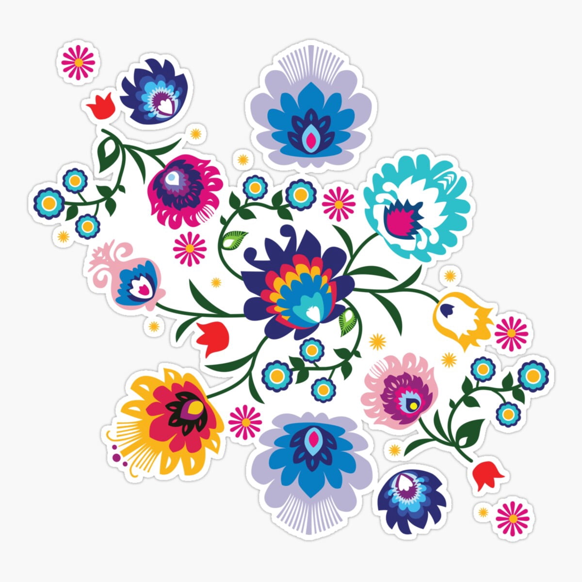 DOPASTICKER Beautiful Folklore Composition On White Sticker, Phone ...