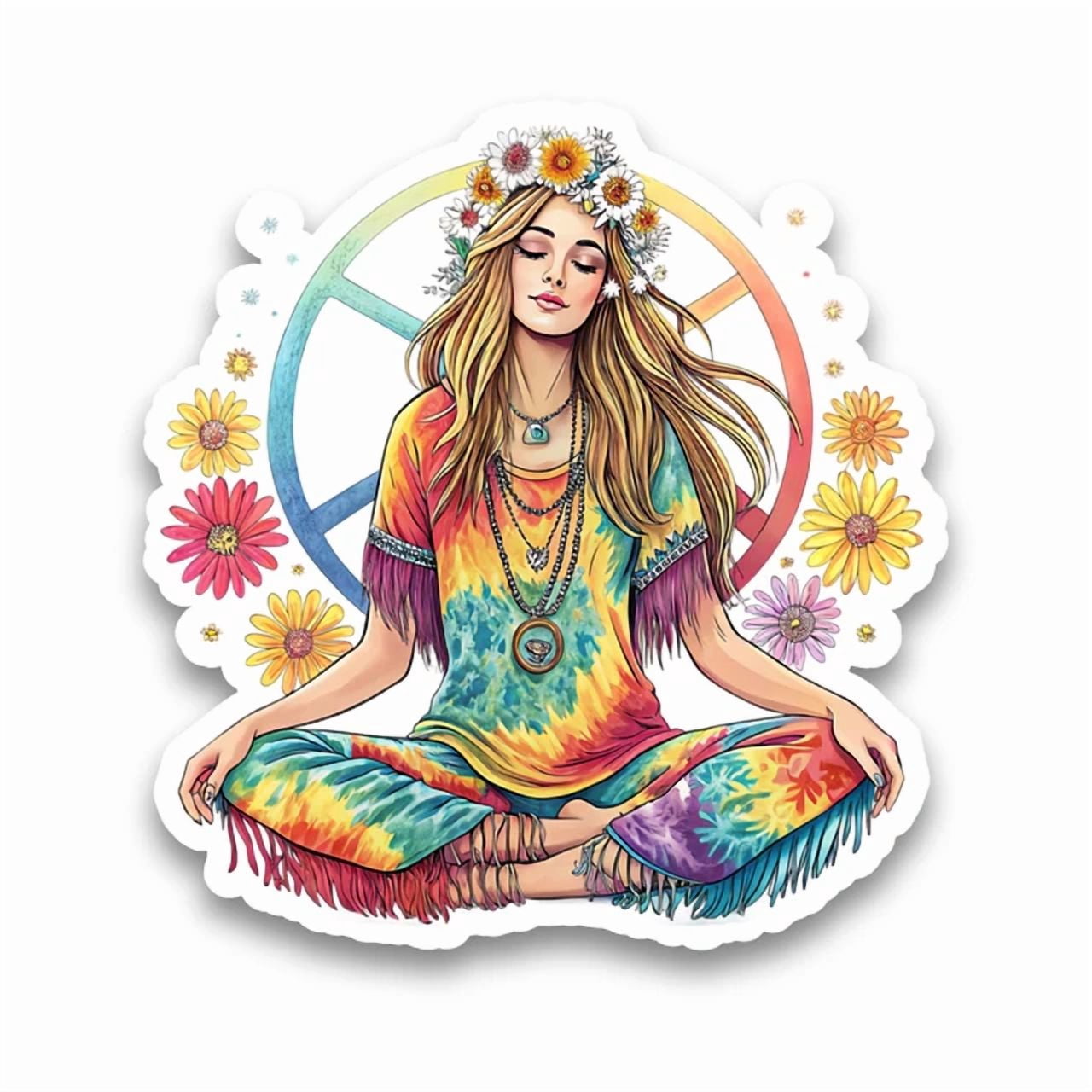 DOPASTICKER Beautiful Hippie Hipster Girl Sticker Decal Car Window ...