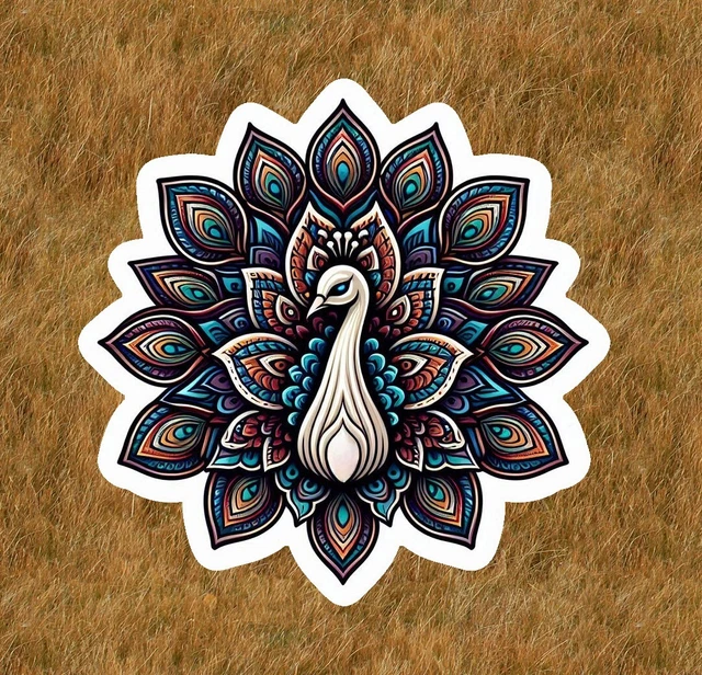 DOPASTICKER Beautiful Peacock In A Mandala Design Sticker Decal Phone ...