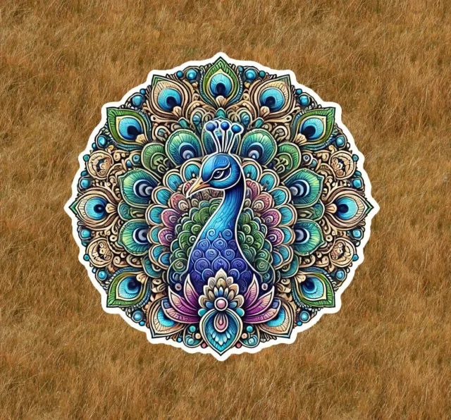 DOPASTICKER Beautiful Peacock In A Mandala Design Sticker Decal Phone ...