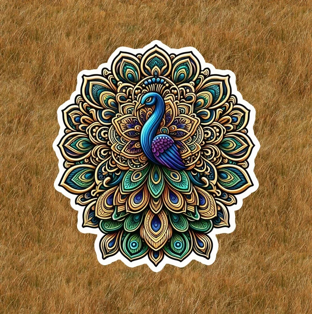 DOPASTICKER Beautiful Peacock In A Mandala Design Sticker Decal Phone ...