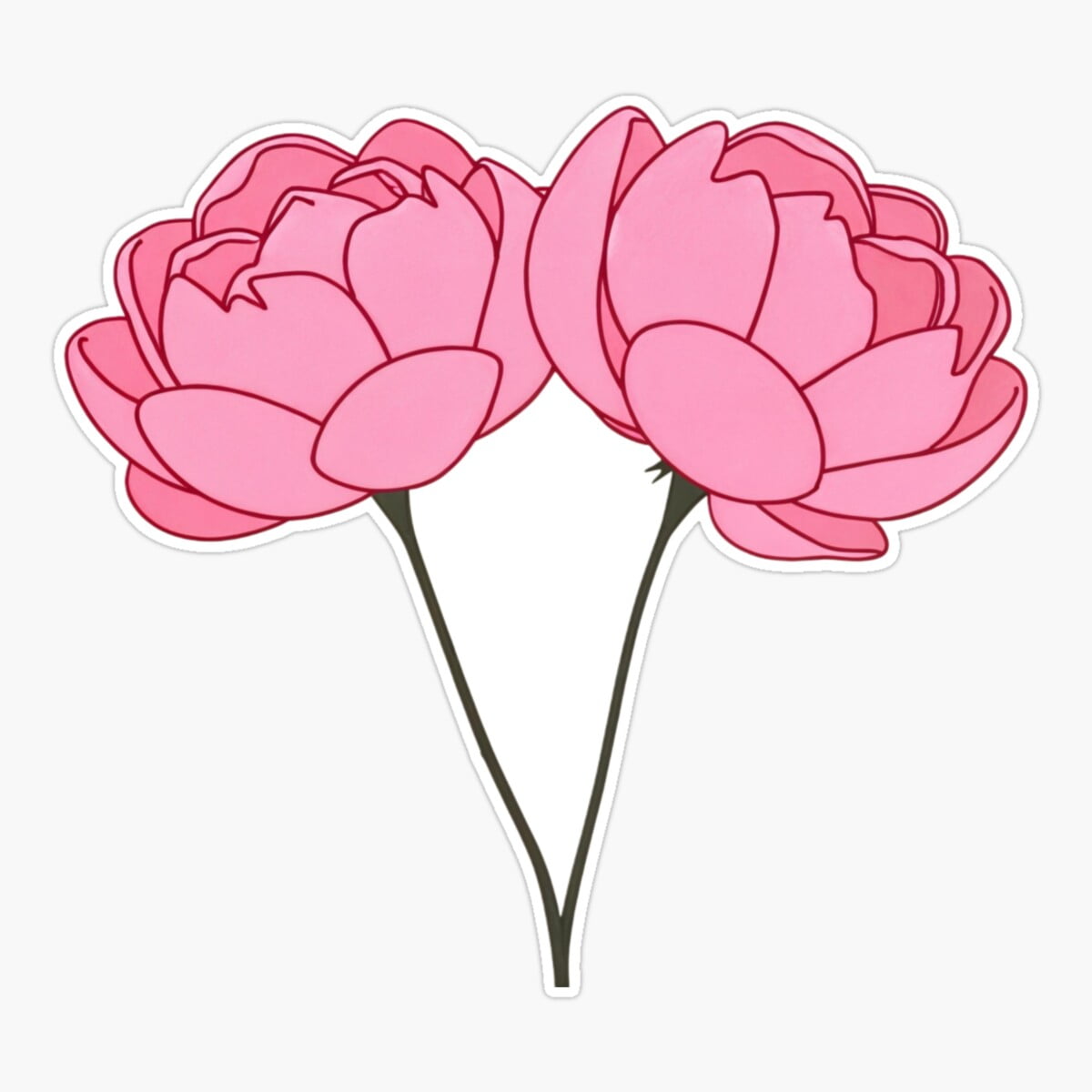 DOPASTICKER Beautiful Peonies Sticker, Phone Sticker Car Stickers ...
