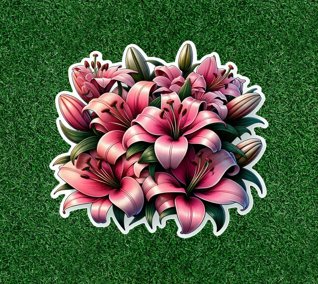 DOPASTICKER Beautiful Pink Lilies Lily Flowers Sticker Decal Phone ...