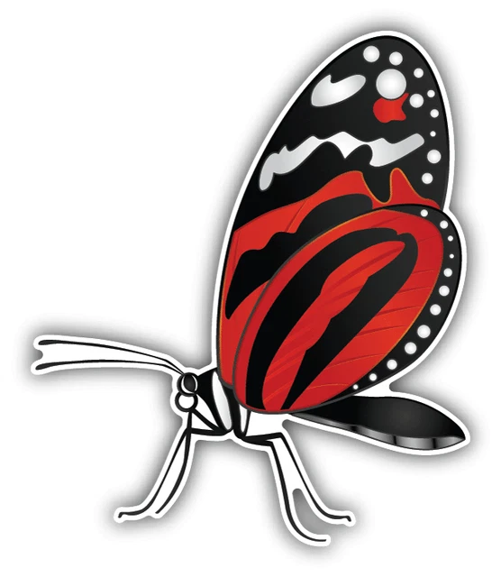 DOPASTICKER Beautiful Red Butterfly Sticker Decal Phone Decal Water ...
