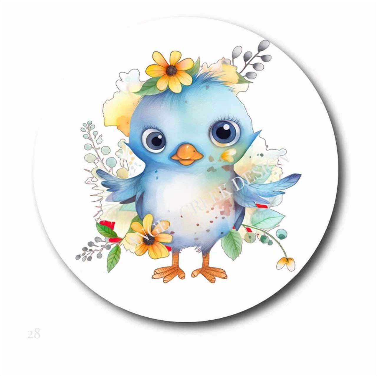 DOPASTICKER Beautiful Sunflowers Blue Bird Scrapbook Stickers Floral ...