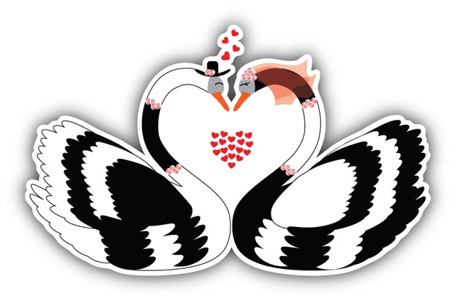 DOPASTICKER Beautiful Swans In Love Sticker Decal Phone Decal Water ...