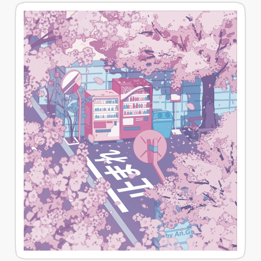 DOPASTICKER A Beautiful Tokyo Street And The Pink Sakura Tree Blossom ...