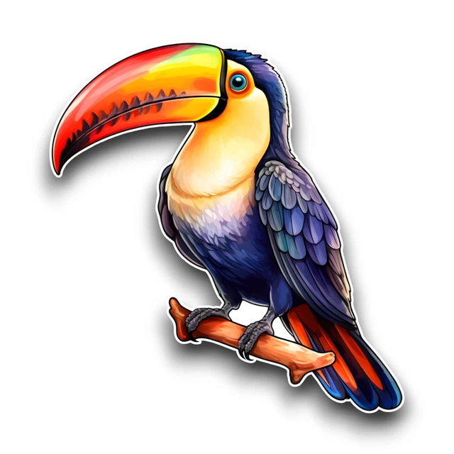 DOPASTICKER Beautiful Toucan Bird Watercolour Animal Sticker Car Laptop ...