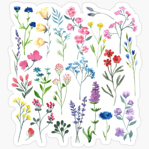 DOPASTICKER Beautiful Wildflowers Sticker Waterproof Sticker For Water ...