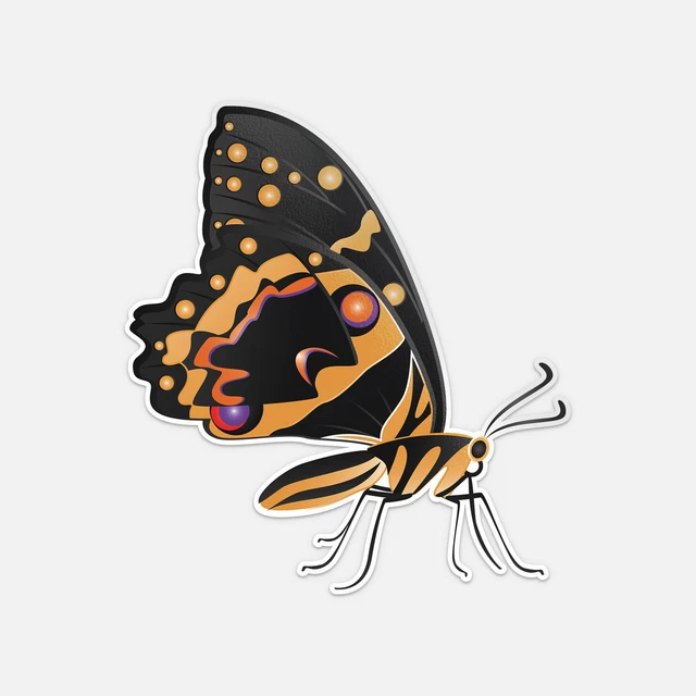 DOPASTICKER Beautiful Yellow Butterfly Sticker Decal Phone Decal Water ...