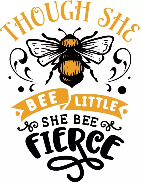 DOPASTICKER Bee Inspirational Quote Sticker Little Fierce Strong Woman ...