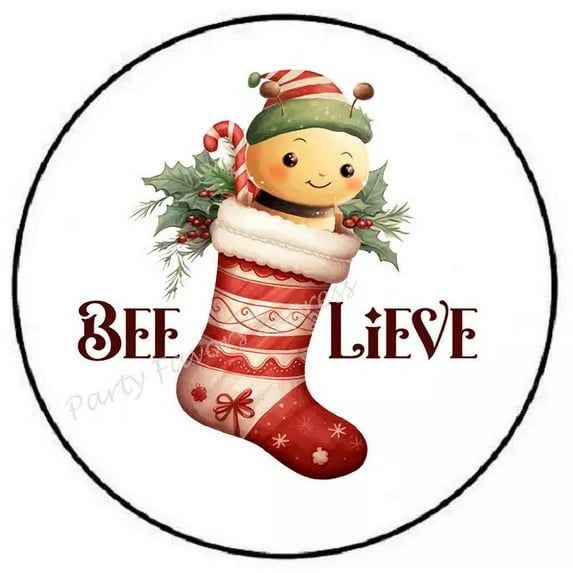DOPASTICKER Bee Lieve Believe Bee Chris.Tmas Stickers Favors Gift You ...